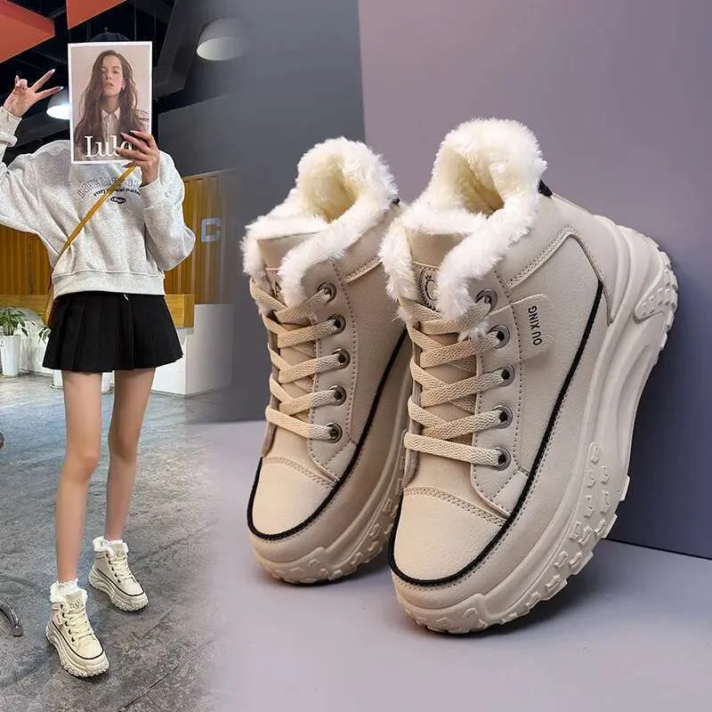 2024 Winter Plush High Top Leather Vans Sneakers For Women For Women ...
