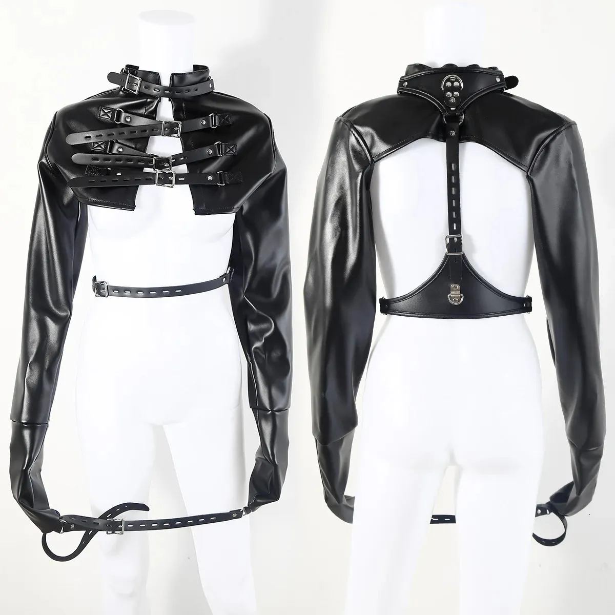 Bondage Restraint Jacket: PU Leather Arm Binder, Bed Restraints, BDSM ...