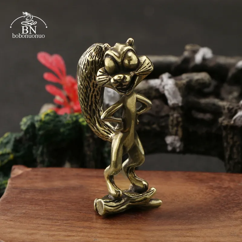 Copper Cute Scamper Squirrel Small Statue Desktop Ornaments Cute Animal ...
