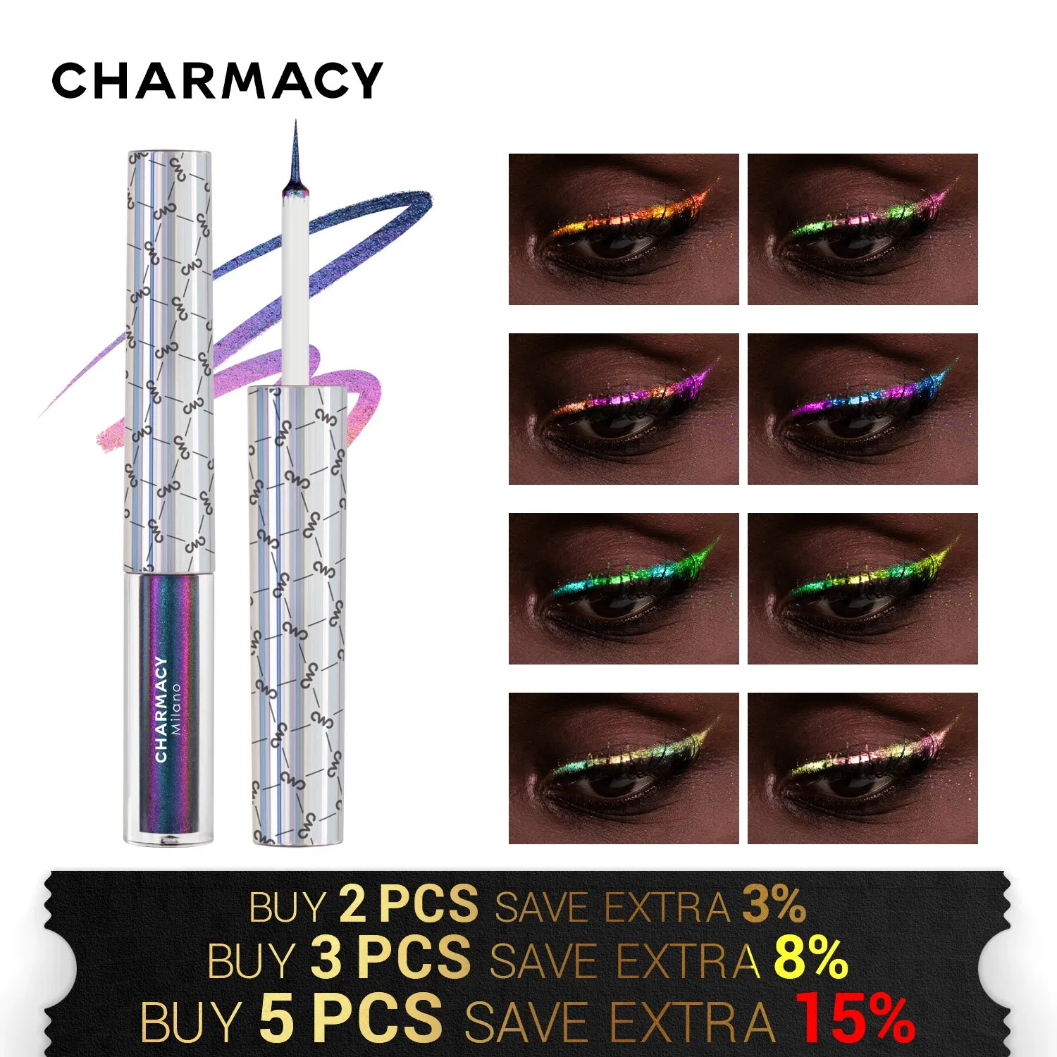 Colorful Eye Liner Set 8 High Pigment, Glitter Liquid Eyeliner Pens For ...