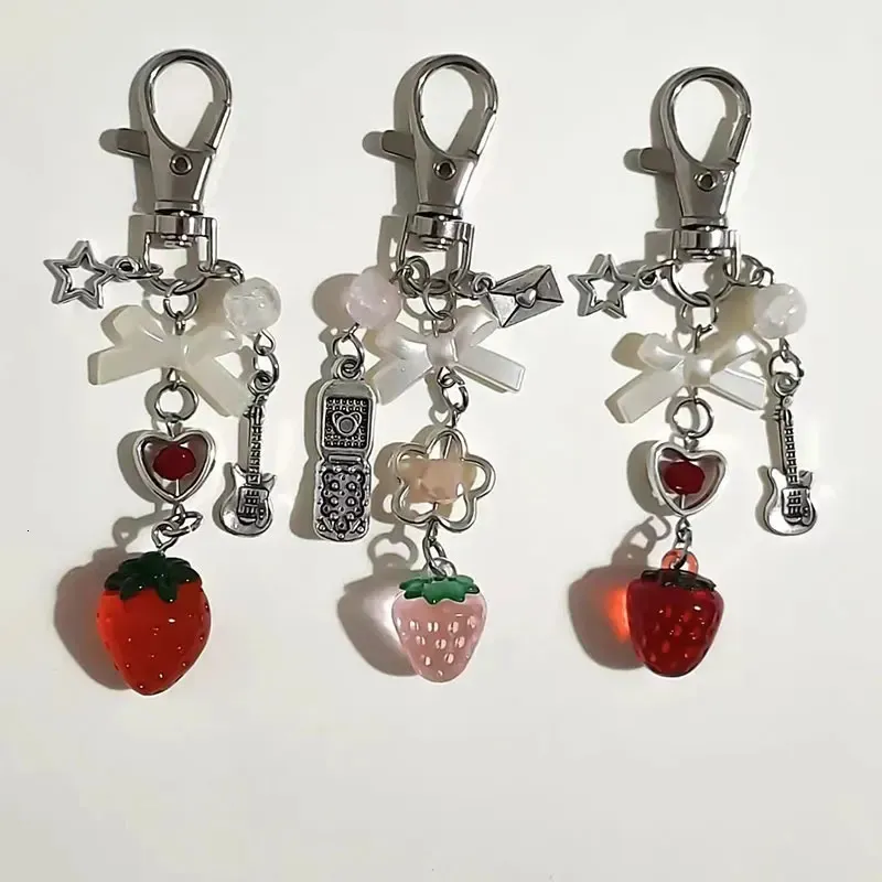 Pretty Keychains: Handmade Fruit Keychain With Peach And Strawberry ...