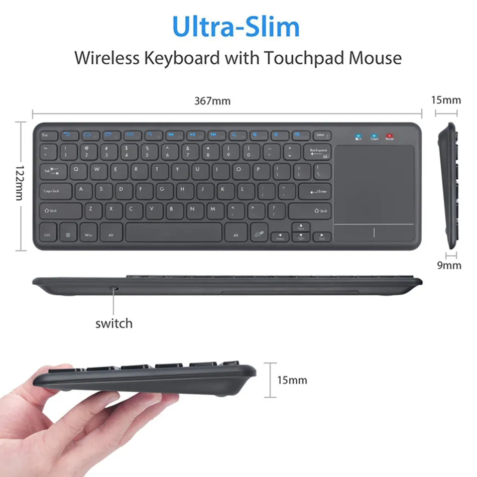 Mini Bluetooth Keyboard With Touchpad: 2.4G Ultra Slim Wireless Keypad ...
