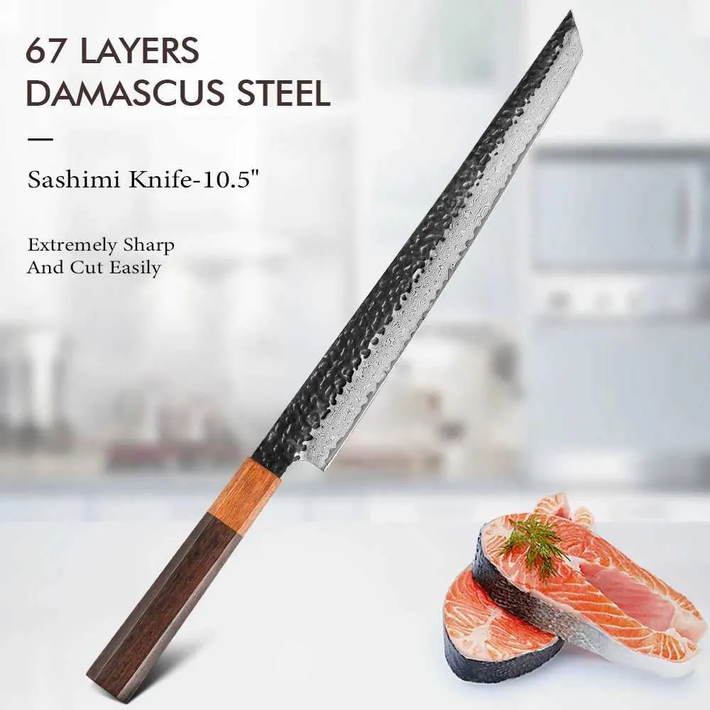 TURWHO Hand Forged Damascus Steel Japanese Sushi Chef Knife Japanese ...