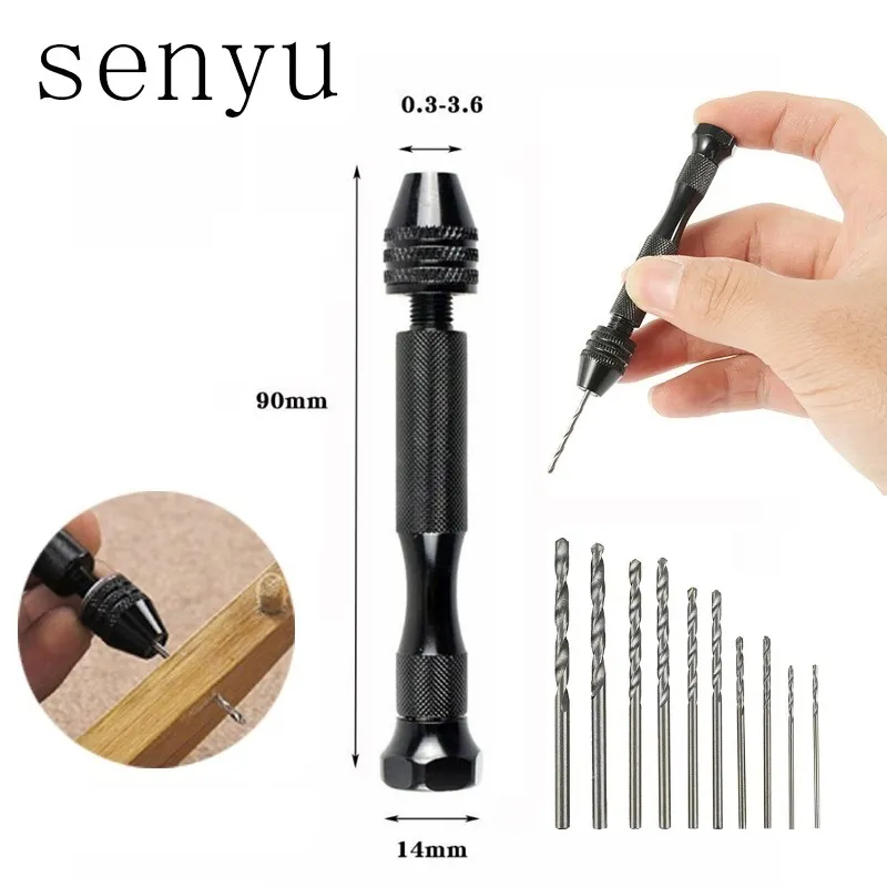 Mini Micro Aluminum Mini Manual Drill With Keyless Chuck And HSS Steel ...