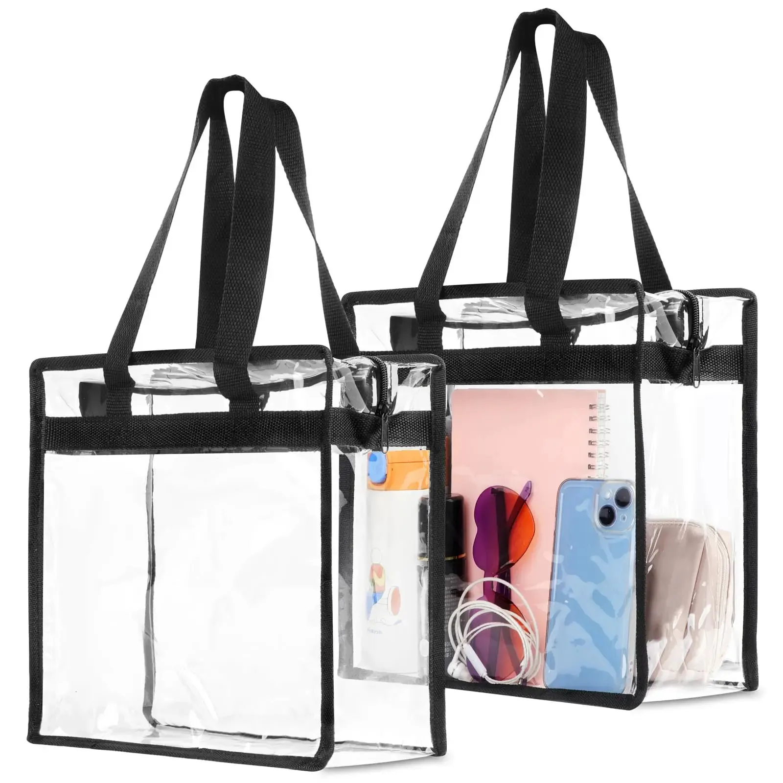 Clear Bags Stadium Approved Transparent Shoulder Tote With Zipper Large ...