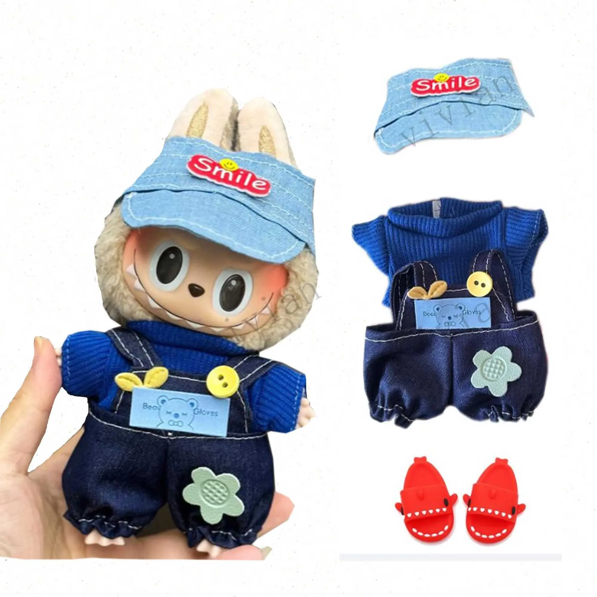 Labubu V1/V2 Macaron Vinyl Blue Blue Coord Set For 15 17 Cm New Year ...