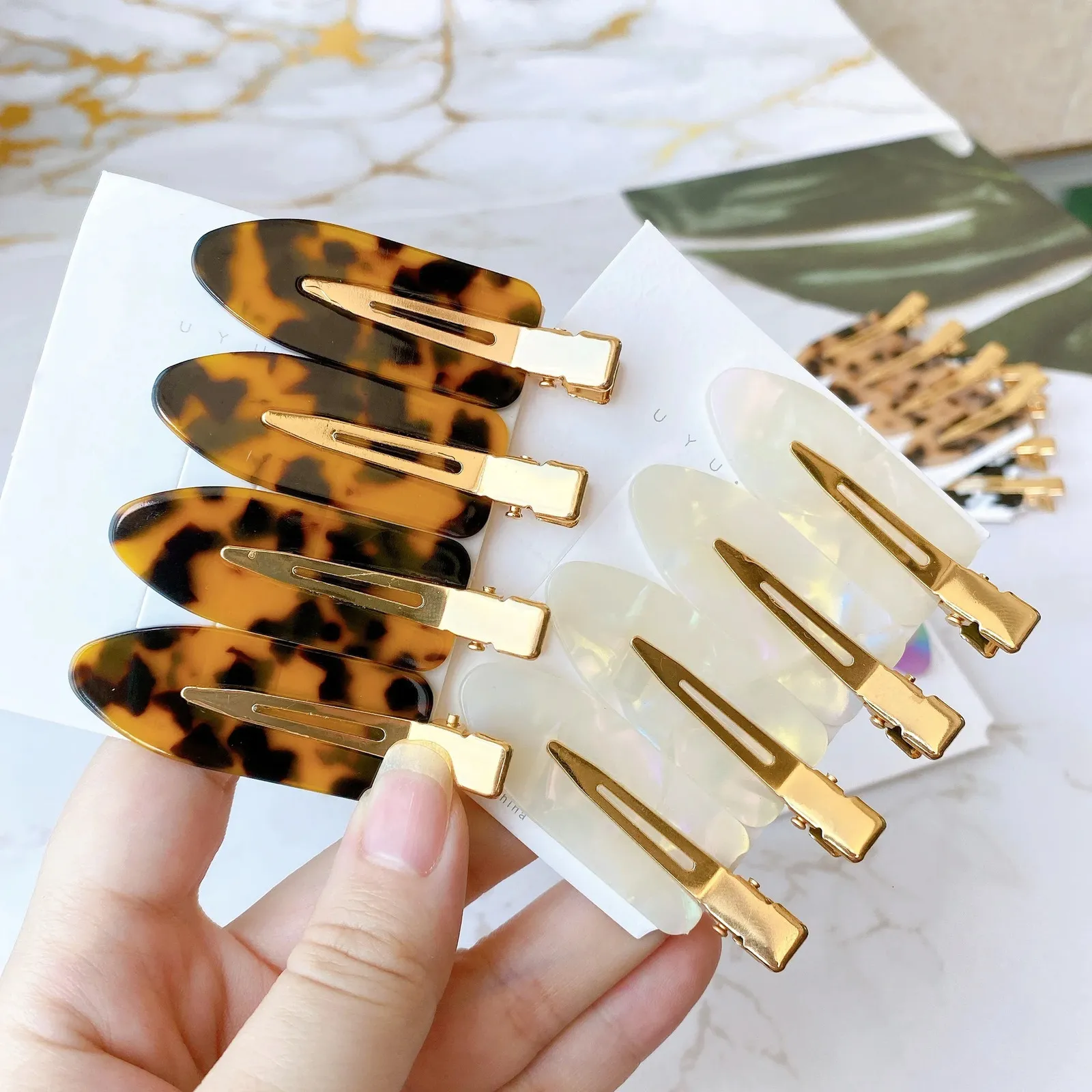 No Bend Hair Clips Acetate Leopard Print Hairpins Styling Tool For ...