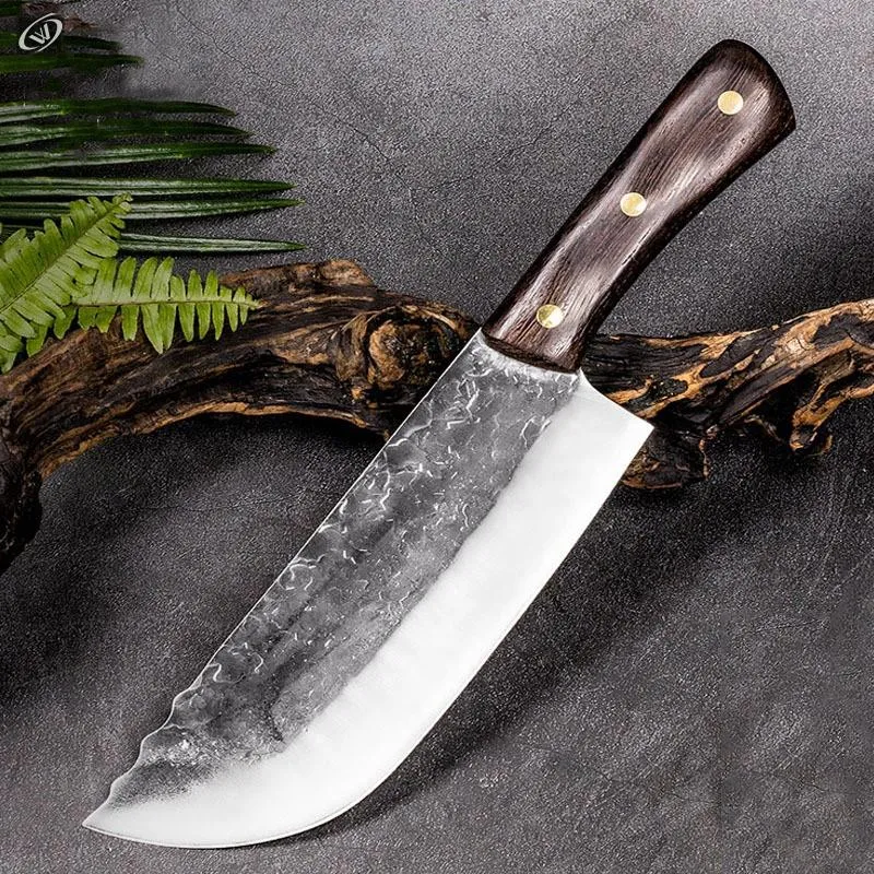 Butcher Knife, Forged Full Tang Cleaver, 5CR15MOV Stainless Steel ...