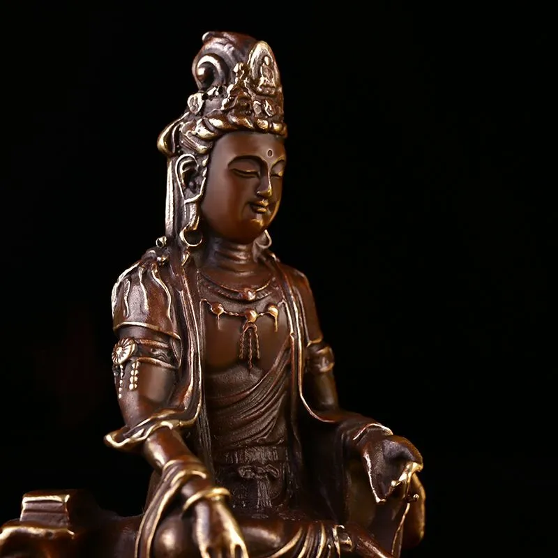 Copper Guanyin Ornament Small Buddha Statue Bodhisattva Sculpture for ...