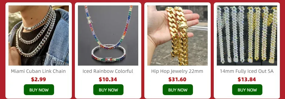 10mm Diamond Cuban Link Chain Necklace, White Gold/18K Gold Plated, 5A ...