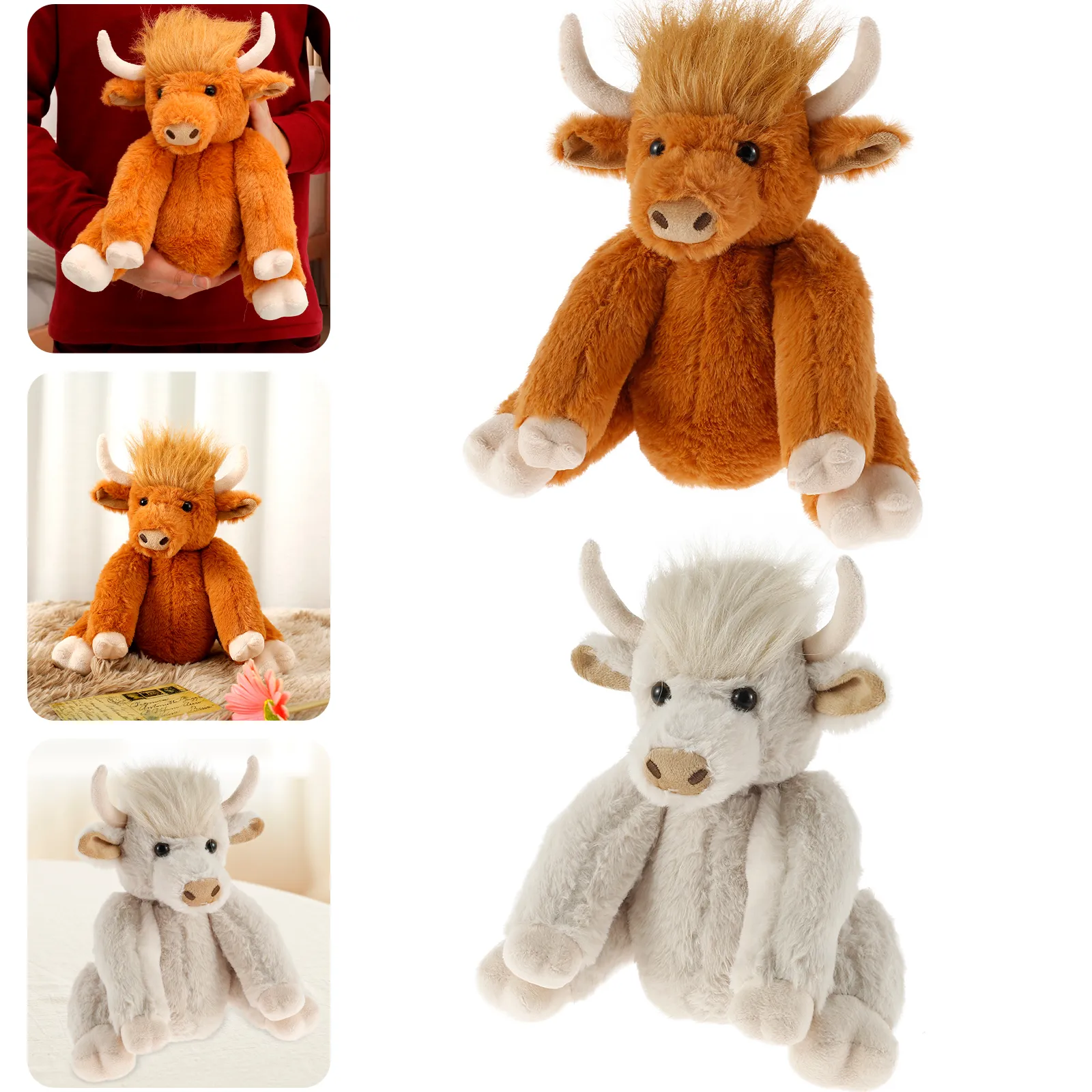 Realistic Highland Cow Doll Amazon Soft Plush Cattle Toy For Kids Cute ...