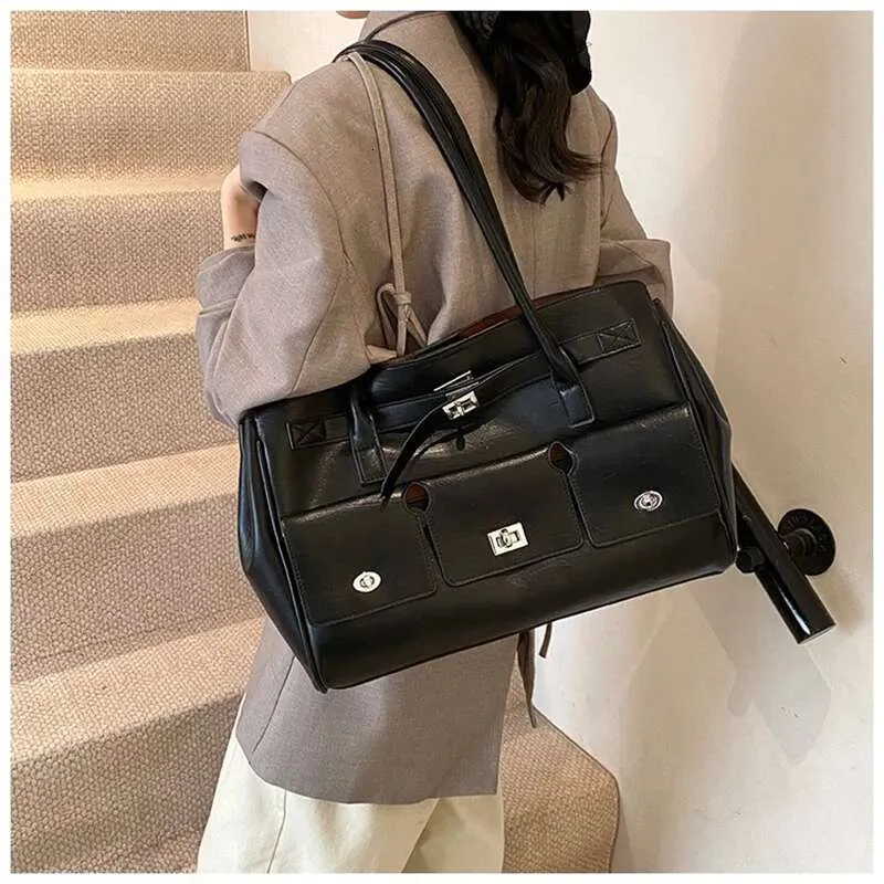 Genuine Leather Motorcycle Tote Bag For Women & Men Large Capacity ...