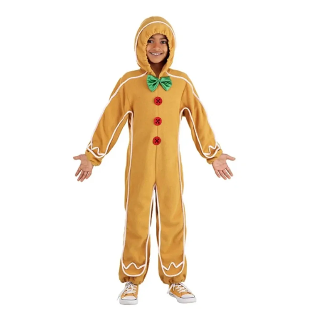 Childrens Santa Costume Gingerbread Man Outfit Christmas Cosplay Hooded ...