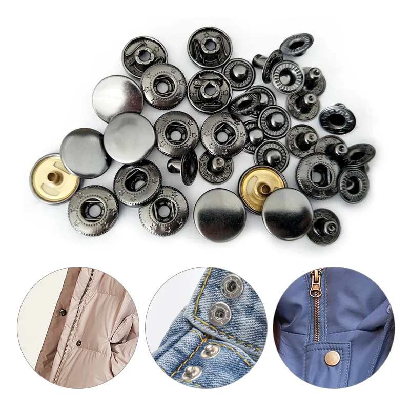 Metal Snap Fastener 10mm 12mm 15mm 17mm 20mm Press Studs Rivets DIY ...