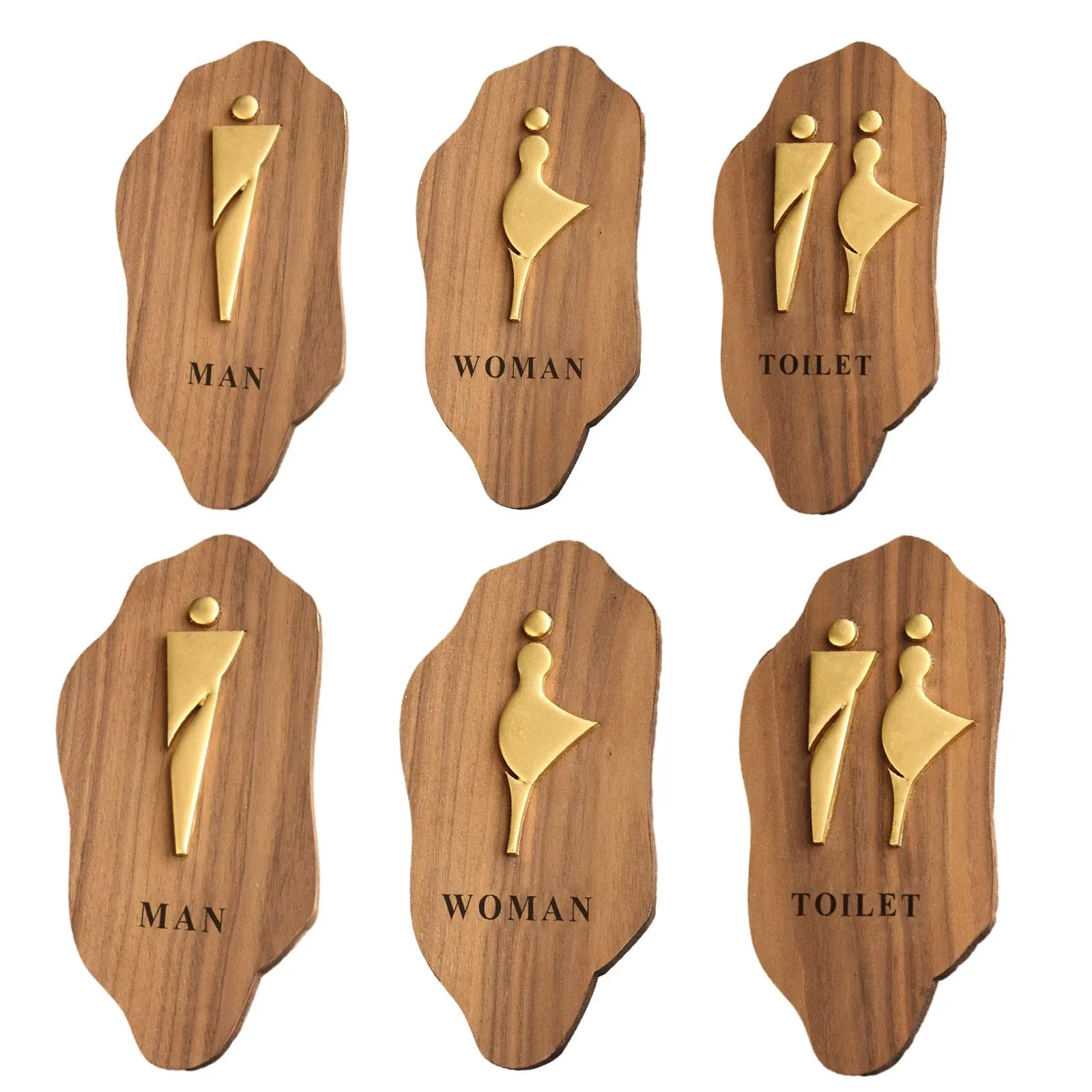 Bathroom Signage Wooden Restroom Indicator Decorative Toilet Plaque For ...