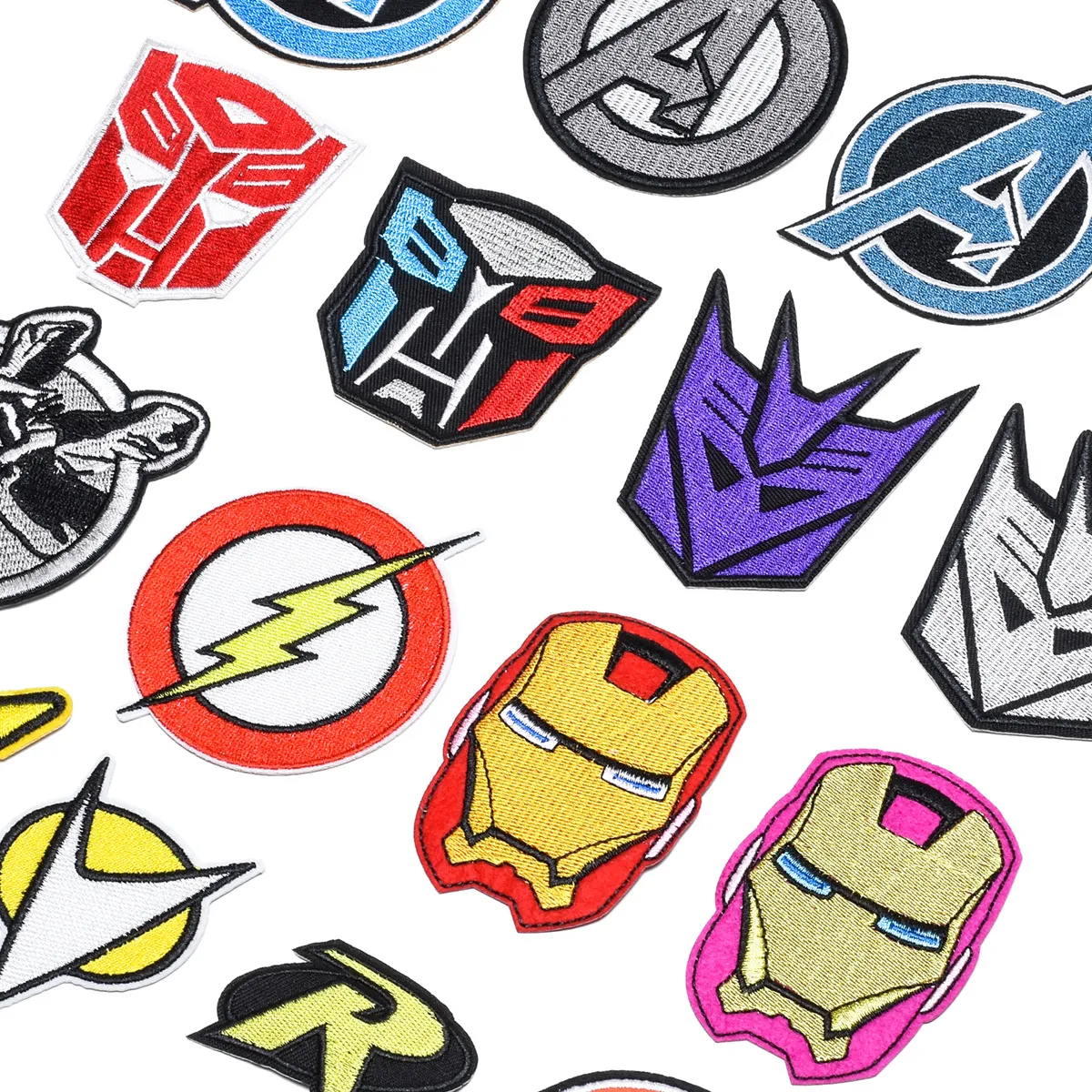 Superheroes Logo Cartoon Embroidery Iron On Fabric Patches For Clothes And Jackets Iron Or Sew ...