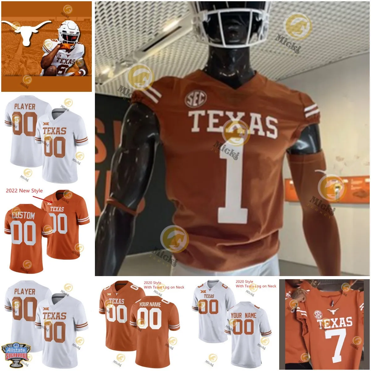 Sugar DavidGbenda Custom Stitched Texas Longhorns Football Jersey Devin ...