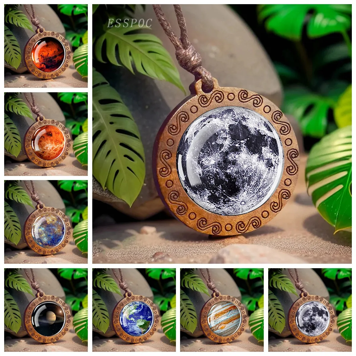 Solar System Planet Necklace Glass Wooden Pendant... From ...