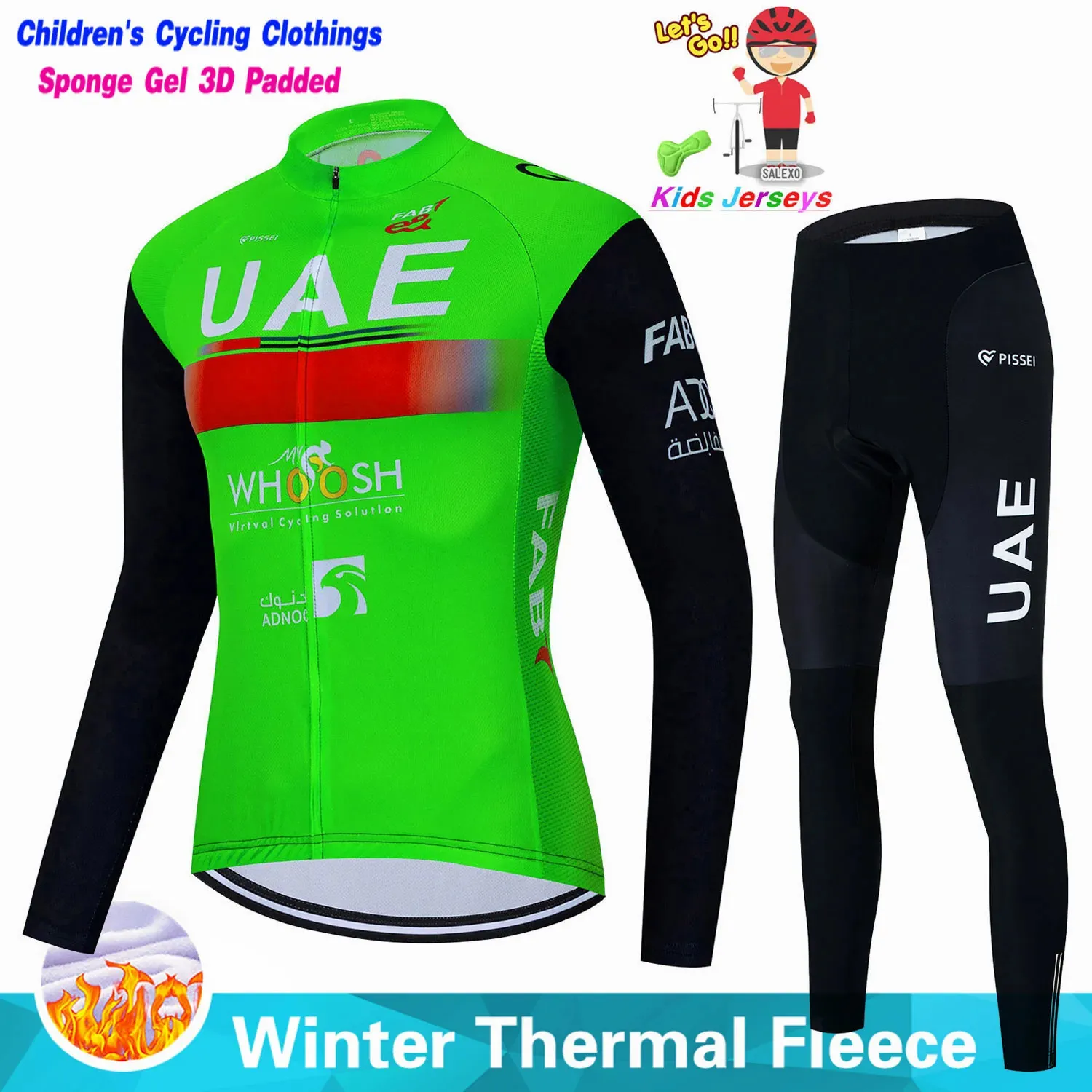 Youth Winter Fleece Cycling Jersey Set for Boys and Girls Mountain Bike ...