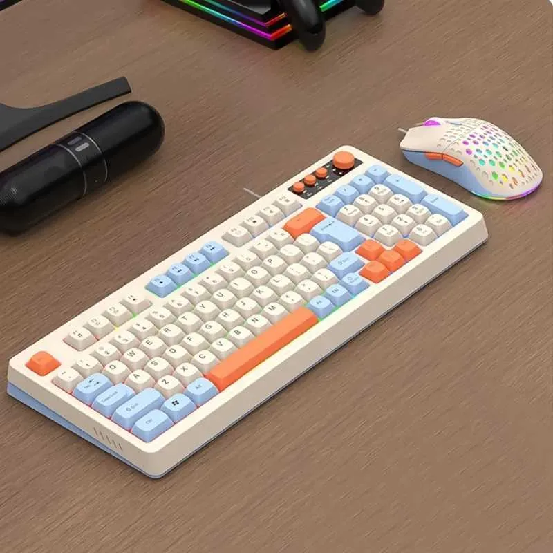 Ergonomic White Gaming Keyboard With Argb Backlit 98 Keys Usb Cable And Comfortable White