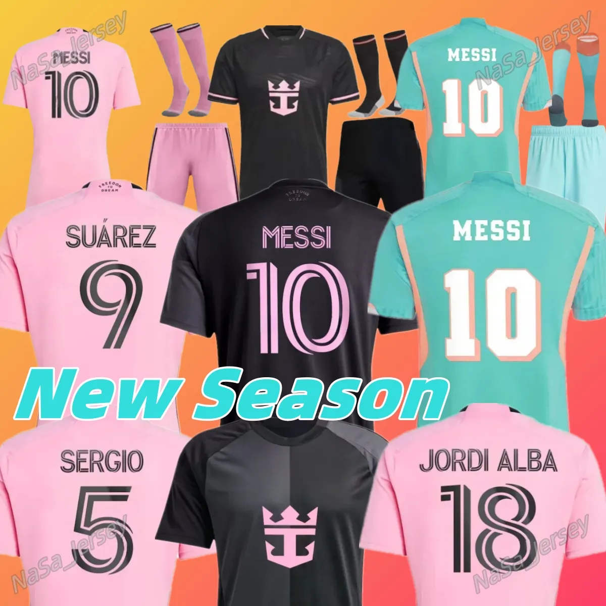 MSN MIAMI Black Soccer Kits 25/26 Sizes For Men, Kids, And Fans ...