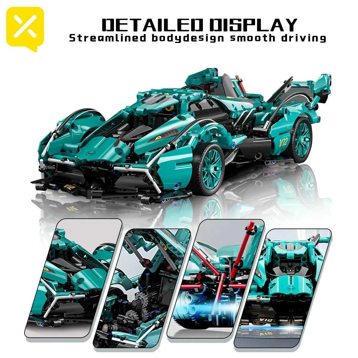 XJ Blue V12 Block Roadster RC Car Toy 1:14 DIY... From Wenxin_pavilion1 ...