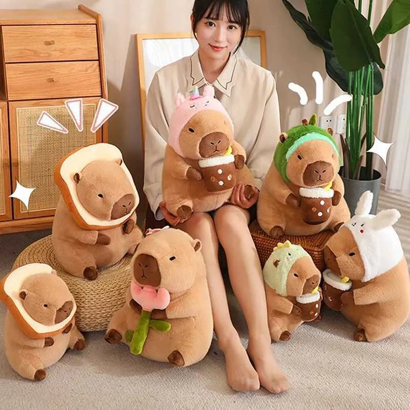 Kawaii 30cm Fluffy Capybara Monkey Plush Toy Stuffed Simulation Animal ...