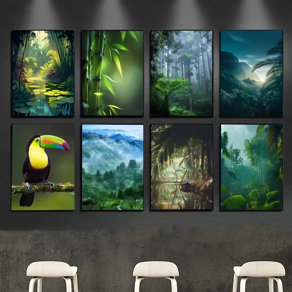 Vintage Tropical Rainforest Animal And Plant Wall Posters For Room ...