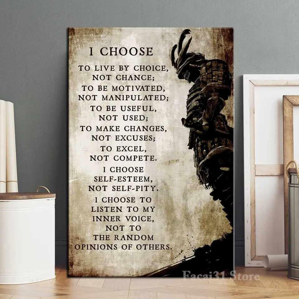 Self Motivated Growth Mindset Inspirational Wall Art Poster Choose Life ...