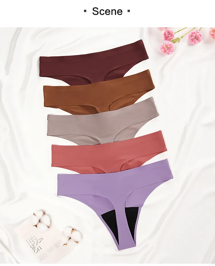 Seamless Low Waist Leak Proof 4 Layer Menstrual Panties Washable Light ...