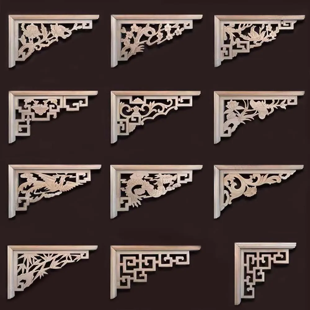 Chinese Dragon Wood Carved Corner Onlay Stylish Home Wood Decoration ...