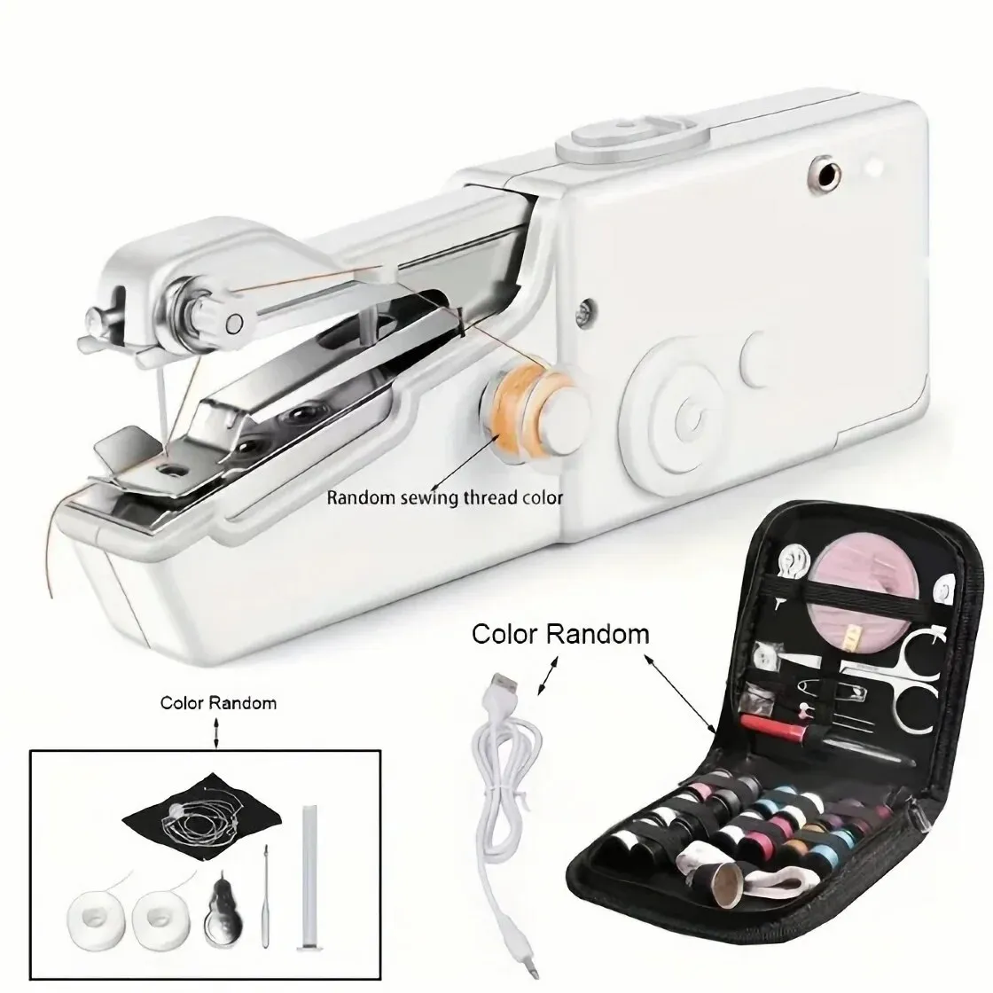 Mini Handheld Sewing Machines Quick Portable Home Use Lightweight White ...