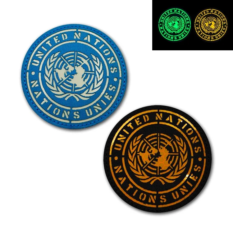 Un United Nations U.N. Badge Embroidery Tactical Flag Patches Luminous ...