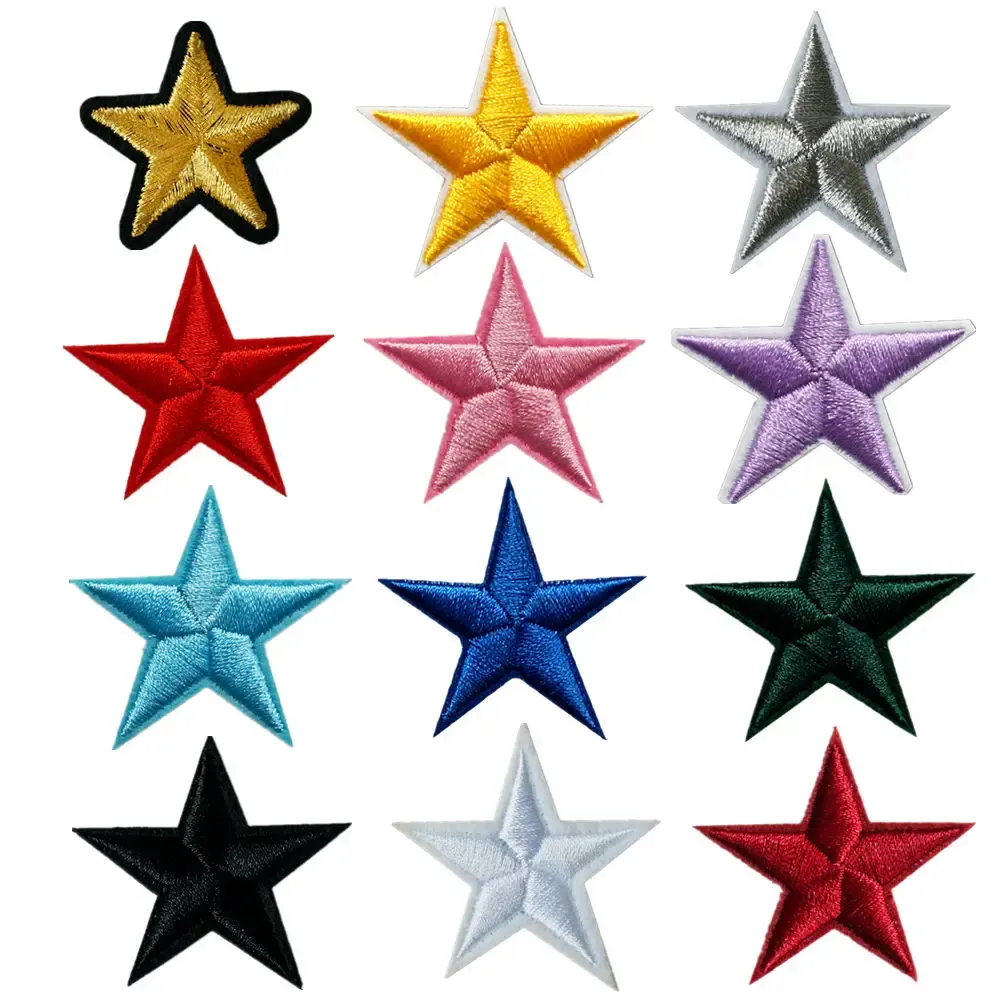 Star Iron On Patches - Gold, Silver, Red, Black, Blue, Pink - DIY ...
