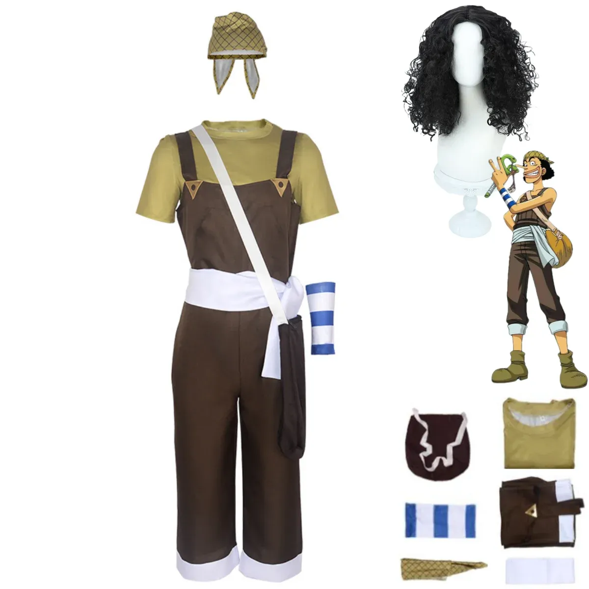Anime GOD Usopp Cosplay Costume Wig Brown Rompers... From Uledemode ...