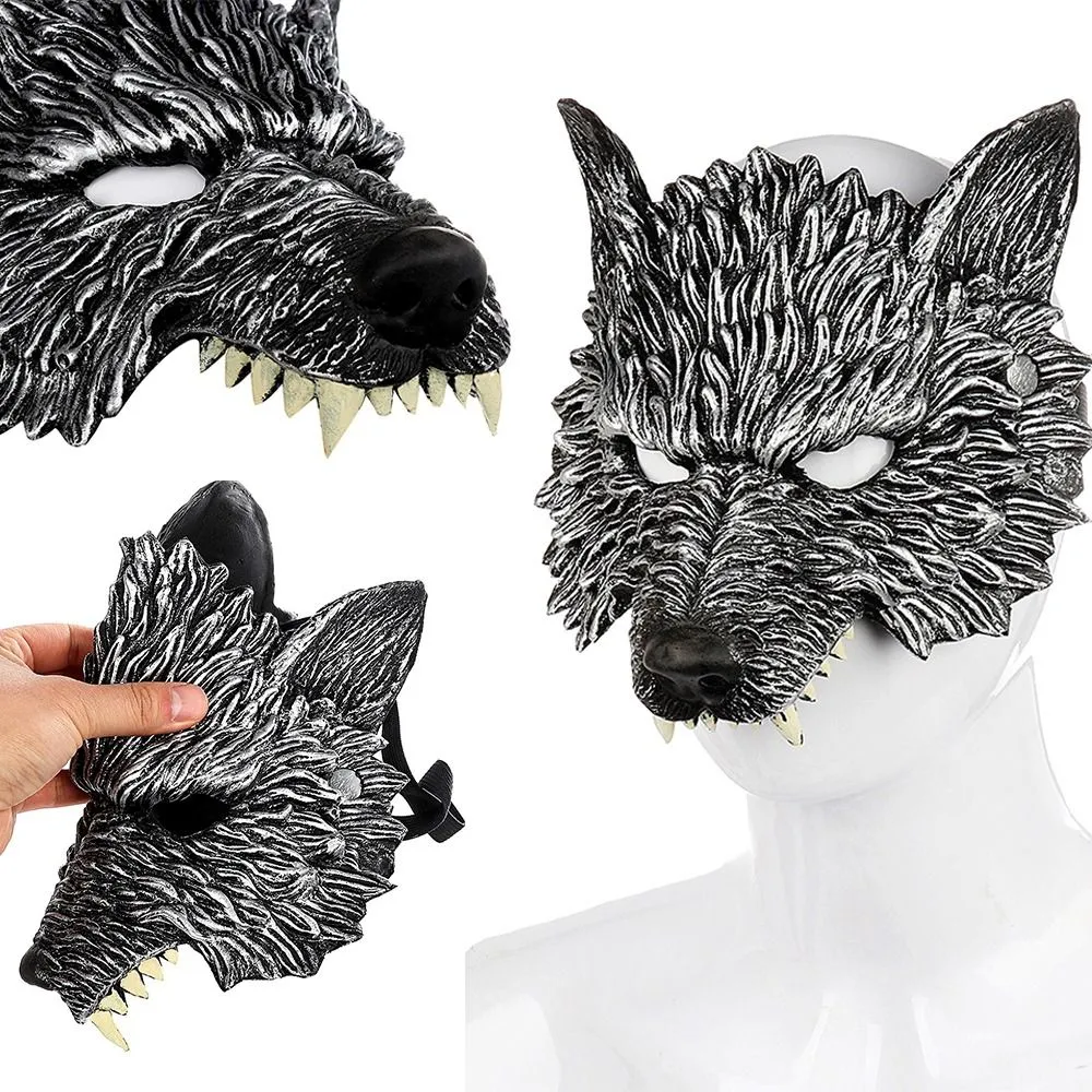Realistic 3D Wolf Head Wildcraft Mask Soft PU Foam For Halloween ...