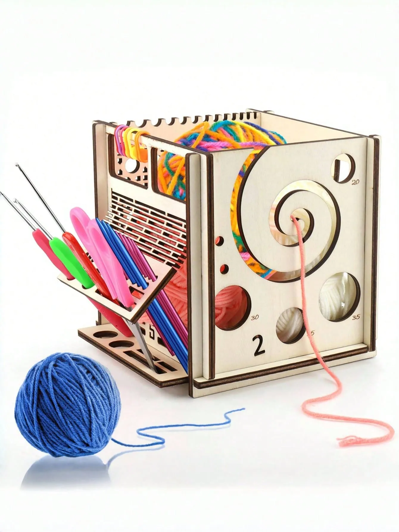 All-in-One Wooden Yarn Bowl Yarn Dispenser for Knitting and Crocheting ...