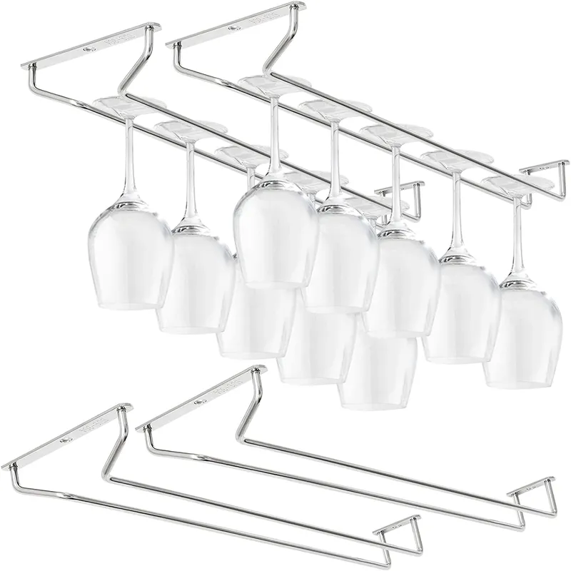 Stainless Steel Wine Glass Goblet Hanger Rack Upside Down Stemware ...