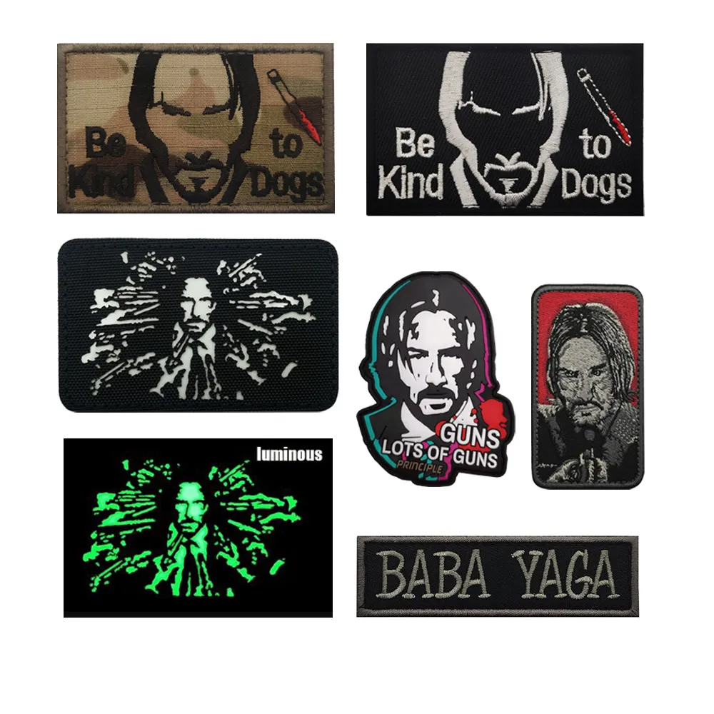 Embroidered PVC Rubber Jedi Patch Set BABA YAGA, John Wick, Reeves Head Design Ideal For ...