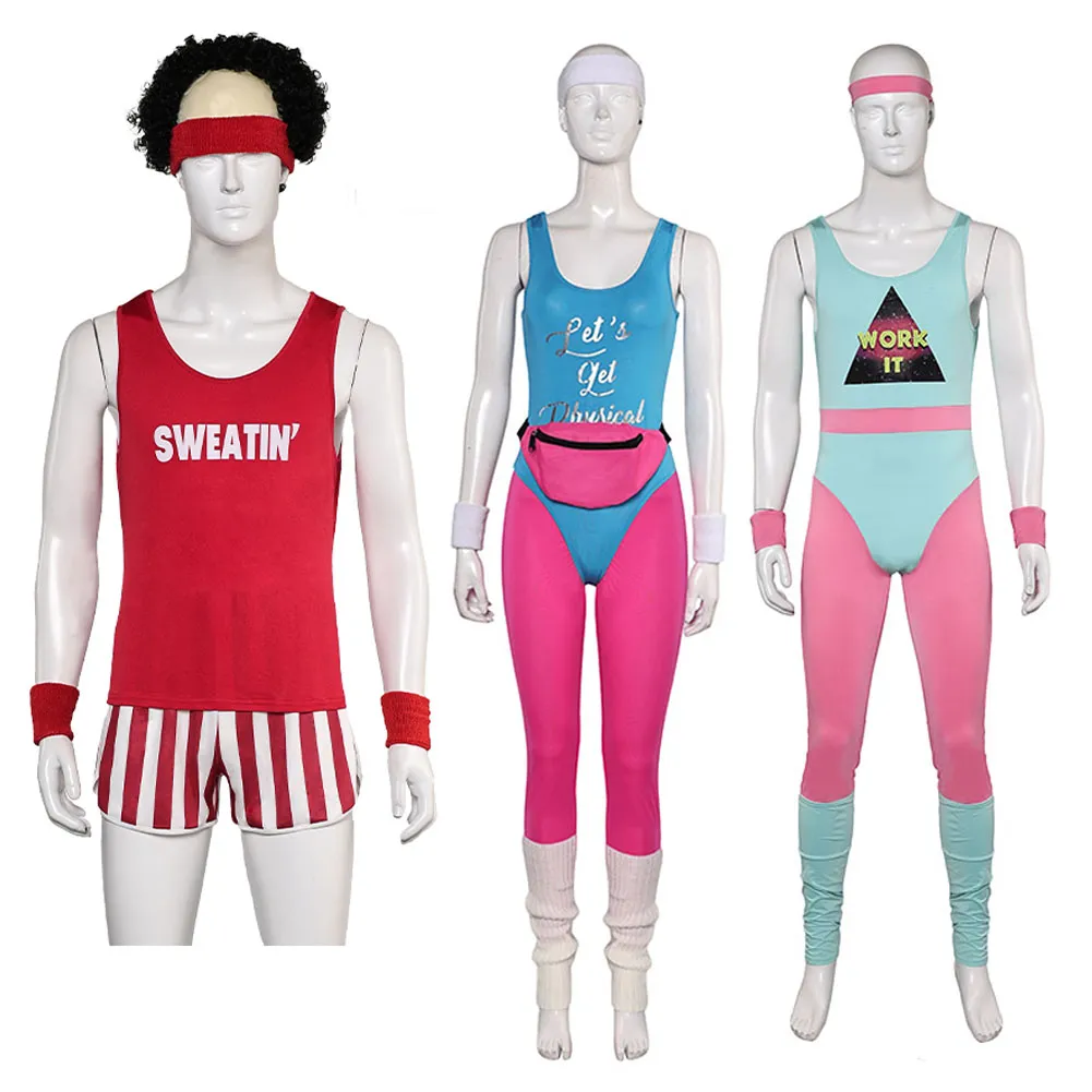Retro 80s Workout Costume Set For Men & Women, Vintage Style Tracksuit ...