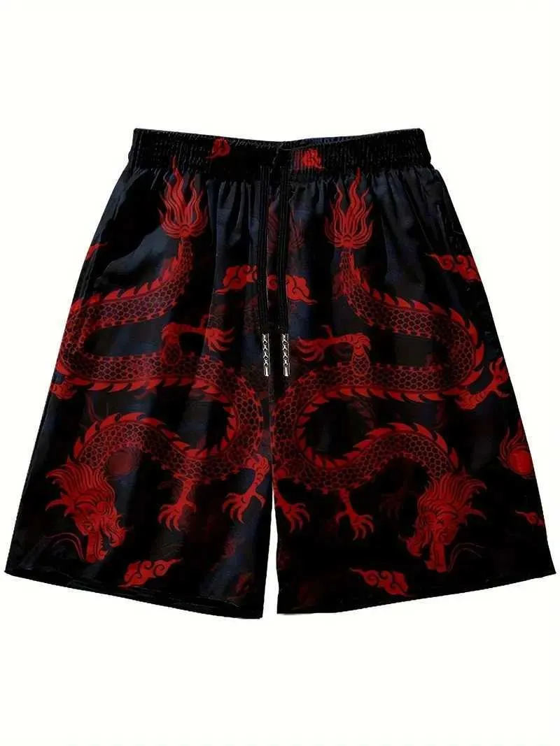 Breathable Red Dragon 3D Printed Men's Floral Board Shorts Mens For ...