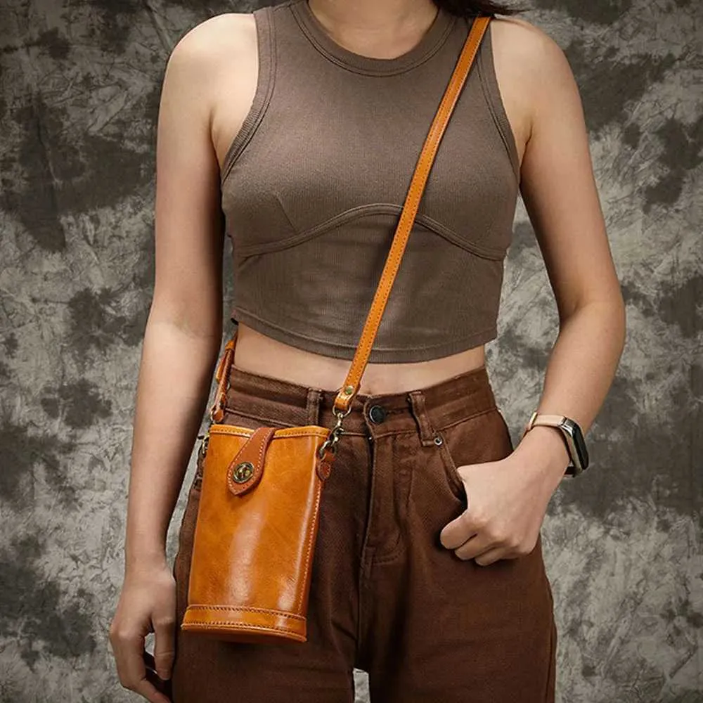 Genuine Cow Leather Mini Crossbody Bag with Zipper Closure for Women ...