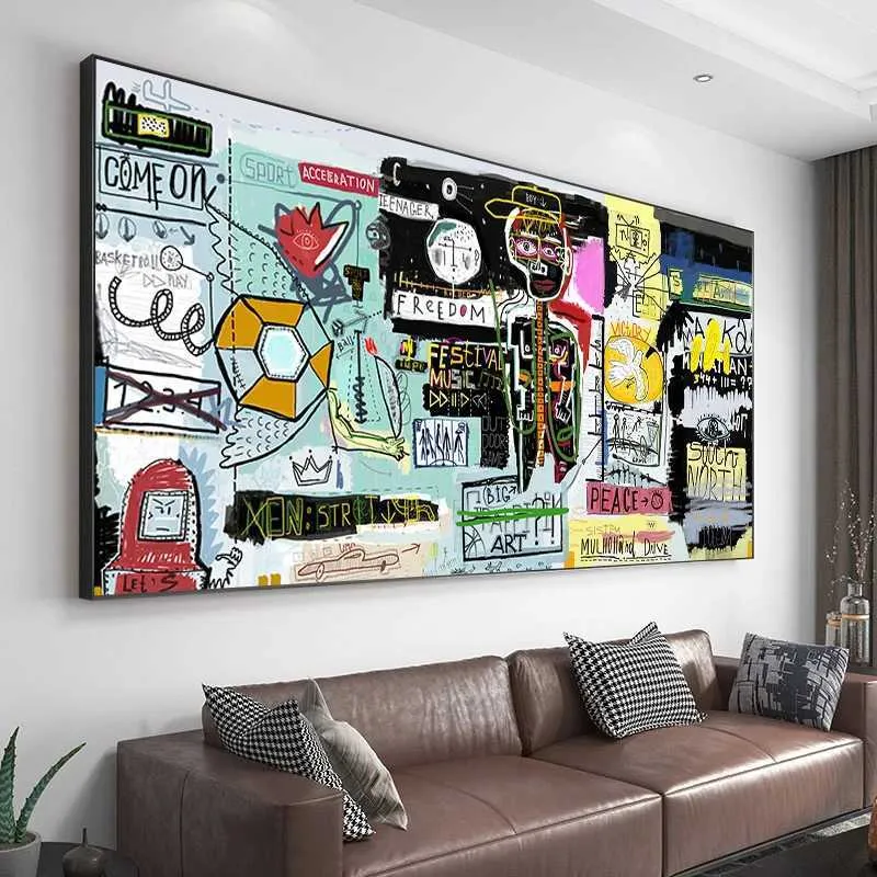Abstract Graffiti Canvas Painting: Modern Street Art Poster Print For ...