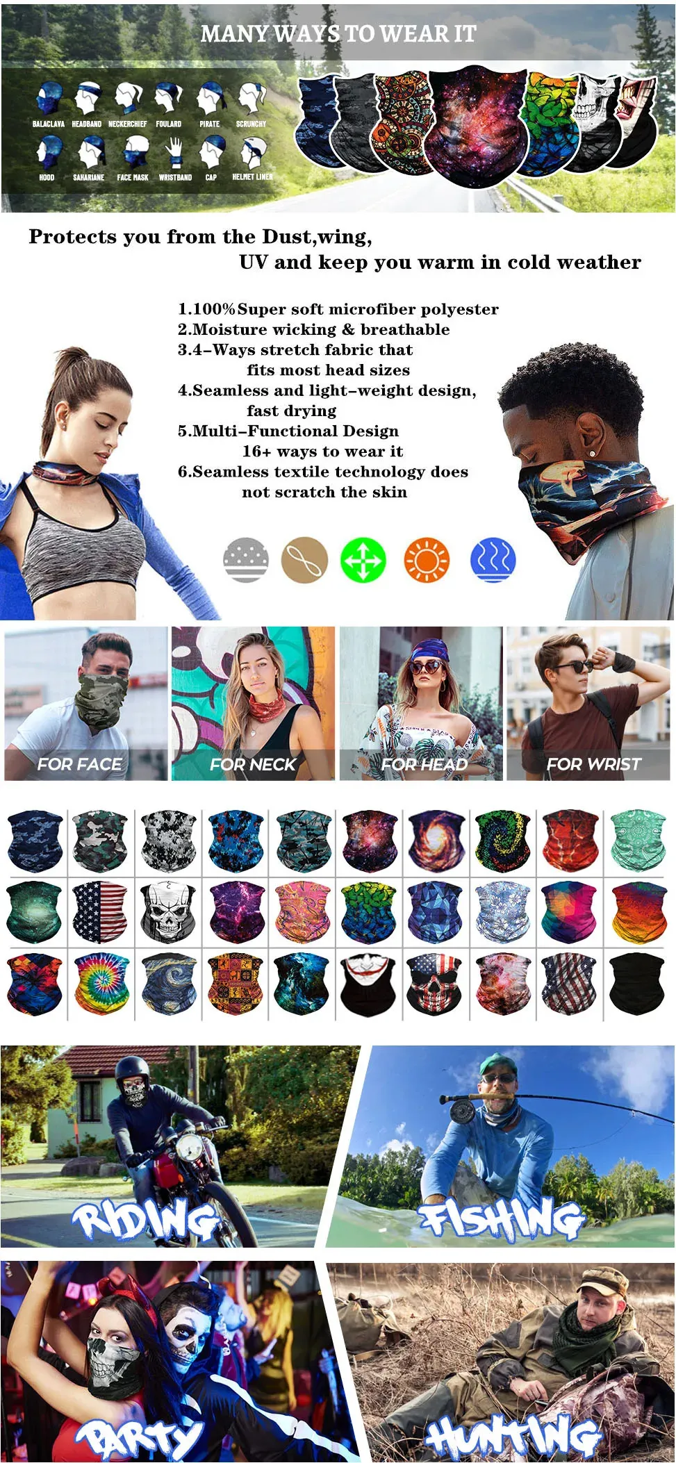 Camouflage Printed Head Cover Bandana Tactical Hunting Neck Gaiter ...