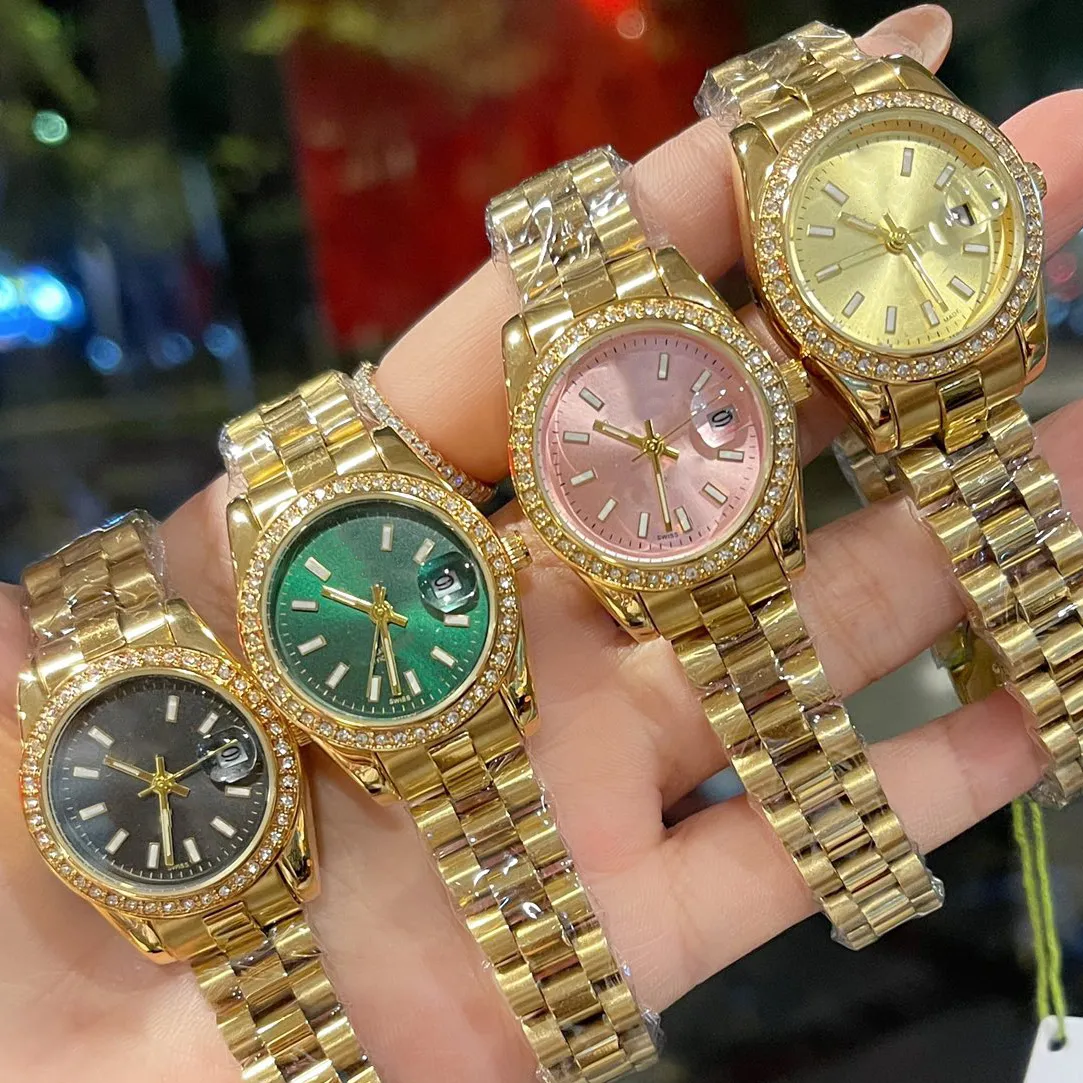 Designer 28mm Quartz Rhinestone Women's Diamond Watch With Diamond ...