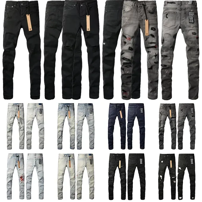 High Quality Designer Jeans Fashion Wash Tvintage Ripped Straight Leg ...