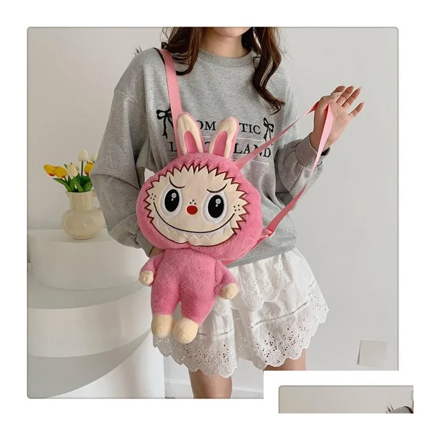 Plush Labubu Kangol Bag Cute Cartoon Doll Backpack For Students ...
