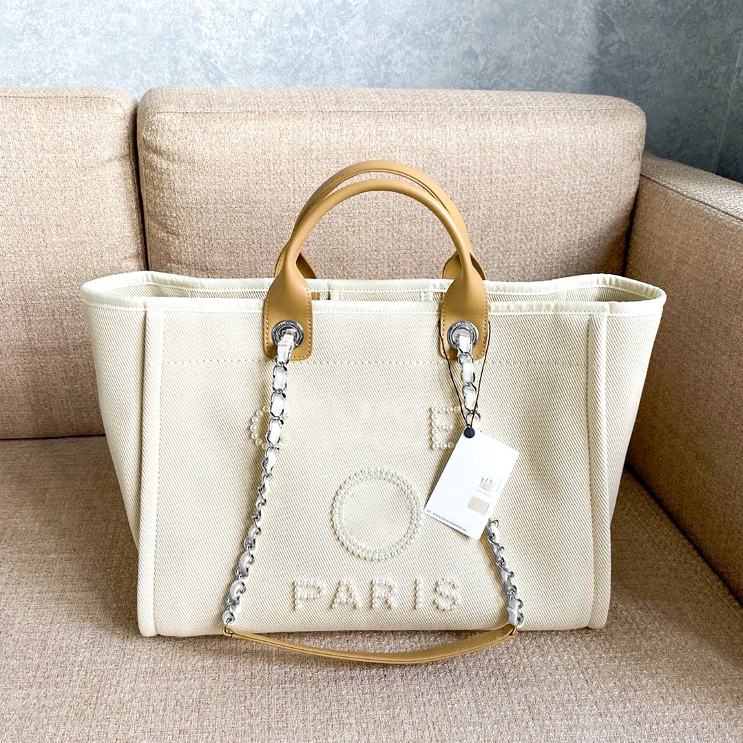 Luxury Designer Handbags: Pearl Canvas Beach Tote Weekend Travel ...