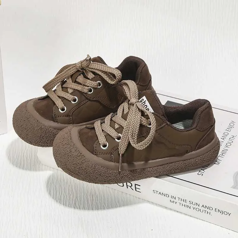 Athletic Outdoor Children's Leather Casual Shoes Autumn Soft Sole Girls ...