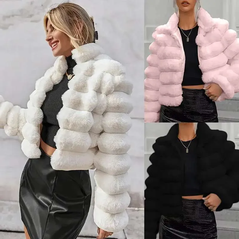 Faux Fur Women Coats Thick Warm Stand Collar Short... From Clothes0612 ...